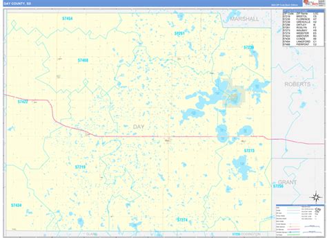 Day County Sd Zip Code Wall Map Basic Style By Marketmaps Mapsales