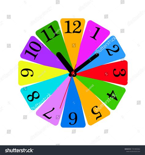 Cheerful Wall Clock Colorful Numbers Stock Vector Royalty Free 1701850462 Shutterstock