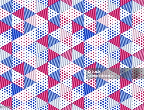 3d Dotted Cubes Seamless Pattern Vector Background Dots And Lines Dimensional Blocks
