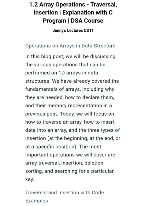 Solution 12 Array Operations Traversal Insertion Explanation With C