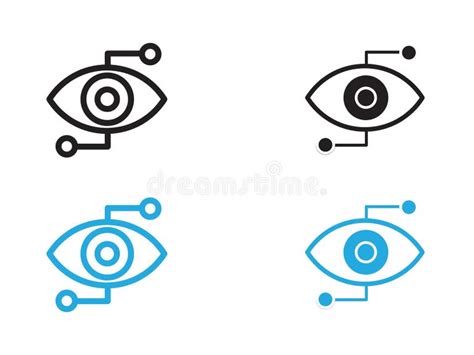 Bionic Eye Icon Black And White Vector Outline Sign Stock Vector