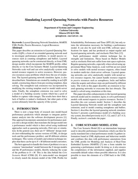 Pdf Simulating Layered Queueing Networks With Passive Resources