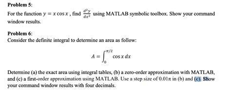 Solved Problem 5 For The Function Y Xcosx Find Dx2d2y