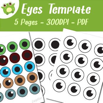 Eyes Template Printable Set 5 Pages For Creative Projects By Easy Hop
