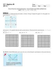 Algebra II Unit HW Linear Functions CC Algebra II HW Name