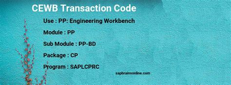 Cewb Sap Tcode For Pp Engineering Workbench