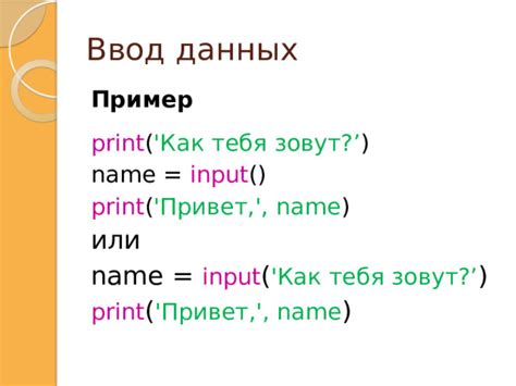 Ввод данных в языке python