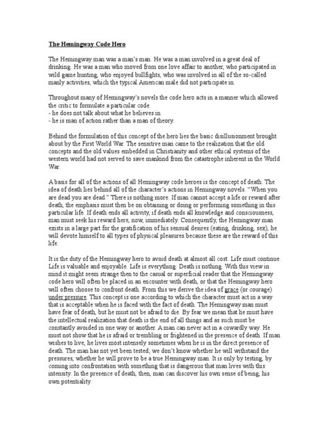 Code Hero Ws Pdf Courage Ernest Hemingway