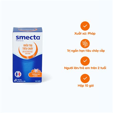 Bột Pha Uống Smecta điều Trị Tiêu Chảy Rối Loạn Tiêu Hóa Hộp 10 Gói