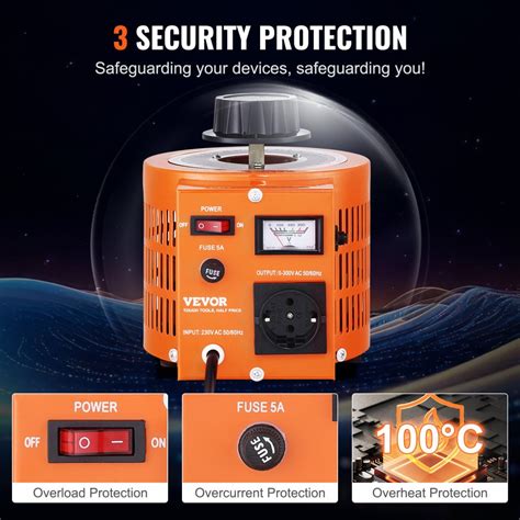 Vevor 1000va Variable Voltage Transformer 3 3a 0 300v Ac Voltage Regulator Ce Vevor Eu
