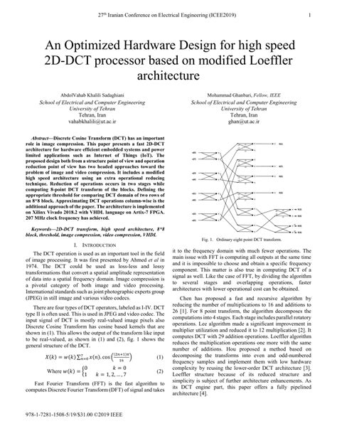 Pdf An Optimized Hardware Design For High Speed 2d Dct Processor