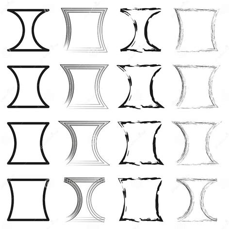 Curved Frames Set Distorted Border Designs Abstract Wavy Outlines