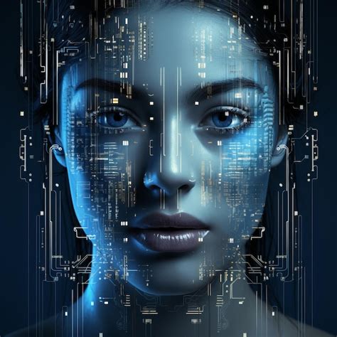 Premium Ai Image The Face Of A Woman With A Digital Interface On Her Face