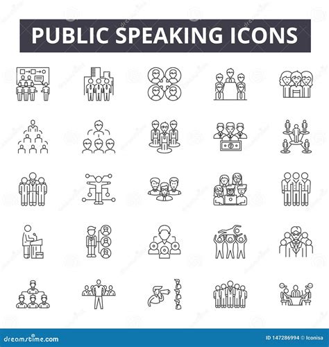 Speaking Line Vector Icons And Signs. Orate, Express, Converse, Declare, Utter, State, Lecture ...