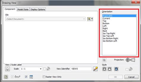 Bring Back View Orentation To Inventor 2016 Drawing View Dialog Box