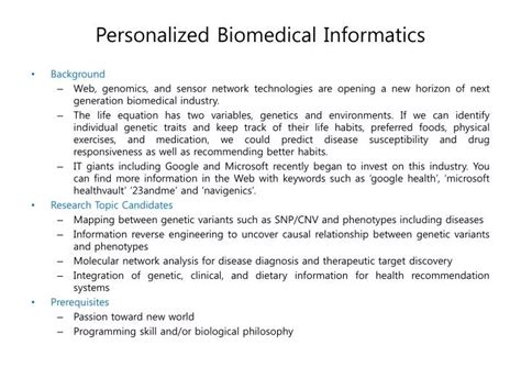 Ppt Personalized Biomedical Informatics Powerpoint Presentation Free Download Id 76202