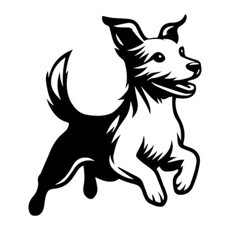 잭 러셀 테리어 가 달리고 웃는 터 일러스트레이션 프리미엄 벡터