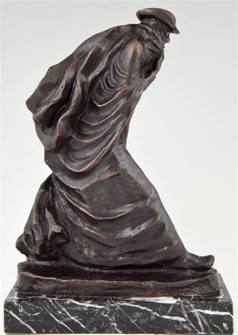 Jose Maria Acuna Lopez Bronze Sculpture Man With Long Coat And Hat Pilgrim At 1stdibs Jose