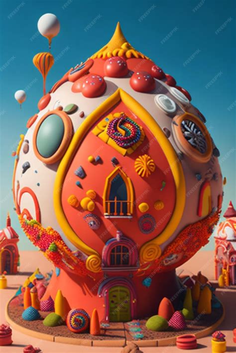 Premium Ai Image 3d Illustration Of Sphere Candy House With Lollipops Chocolate Sweets