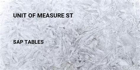 Unit Of Measure St Table In Sap