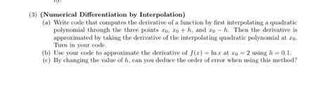Solved Uy 3 Numerical Differentiation By Interpolation