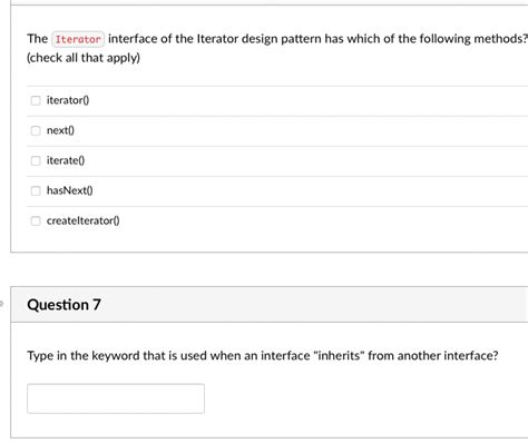 Solved The Iterator Interface Of The Iterator Design Pattern