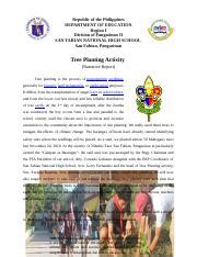 Narrative Report Tree Planting Docx Republic Of The Philippines DEPARTMENT OF EDUCATION