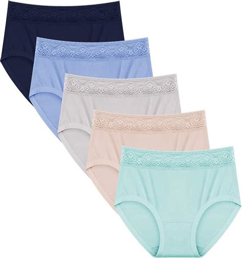 Natural Feelings Damen Unterw Sche Slip Hohe Taille Baumwolle Panties Spitze Panty Amazon De