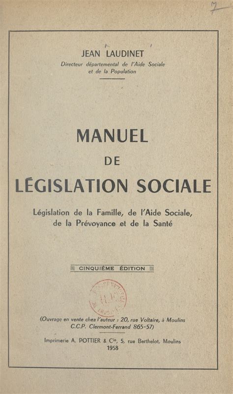 Manuel De Législation Sociale Législation De La Famille De Laide