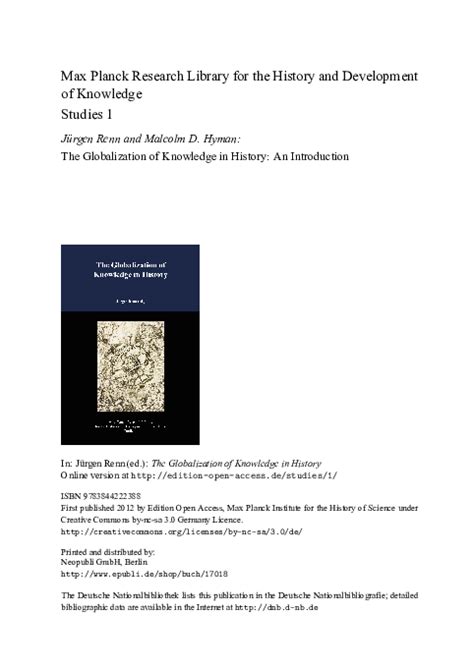 Pdf The Globalization Of Knowledge In History An Introduction