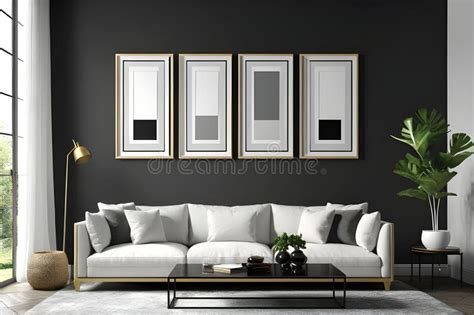 Frame Mockup 3d Visualization Of The Living Room For The Presentation