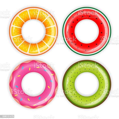 흰색 배경에 격리 된 수영 아이콘세트에 대한 사실적인 원입니다 벡터 일러스트레이션 공기 주입에 대한 스톡 벡터 아트 및 기타 이미지 공기 주입 물 바다 Istock