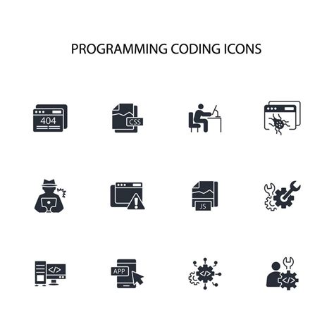 programming coding icon set editable stroke linear style sign for use