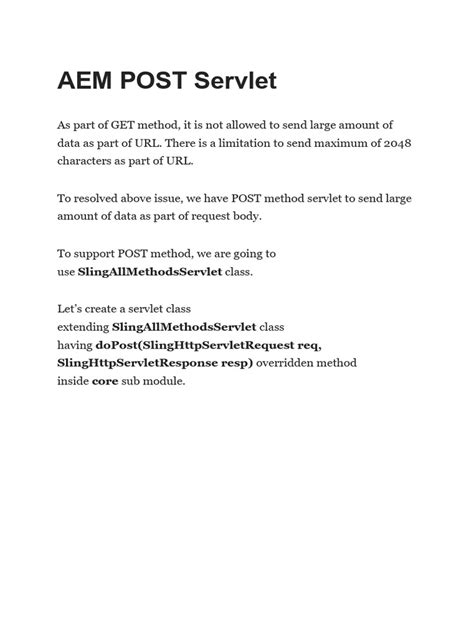 aem post servlet pdf
