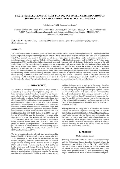 pdf feature selection methods for object based classification of sub