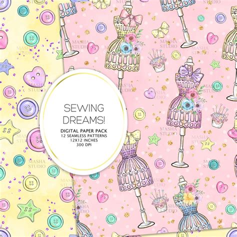Masha Studios Sewing Digital Paper Sewing Machine Digital Paper