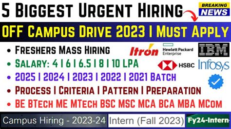 🔺 Ibm Infosys Hsbc Itron Hpe 5 Biggest Off Campus Direct Hiring
