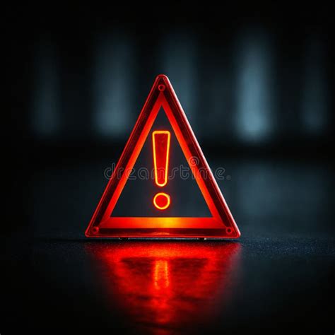 Glowing Red Warning Triangle With An Exclamation Mark Stock Illustration Illustration Of