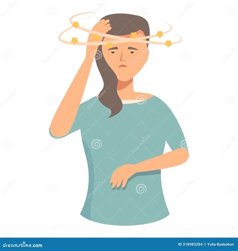 Woman Experiencing Dizziness And Vertigo Symptoms Stock Vector