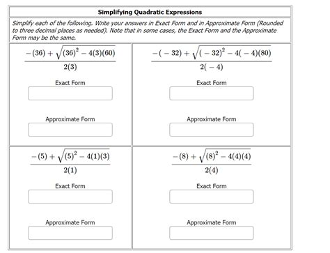 solved simplifying quadratic expressions simplify each of