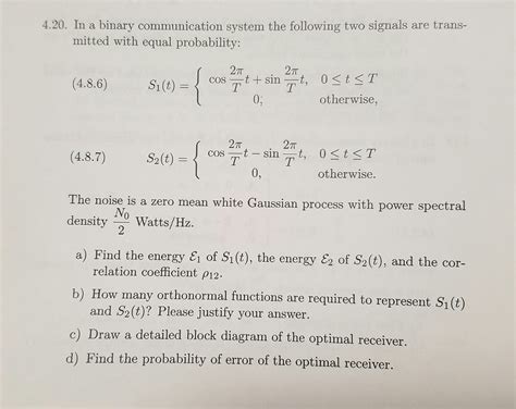 solved in a binary communication system the following two