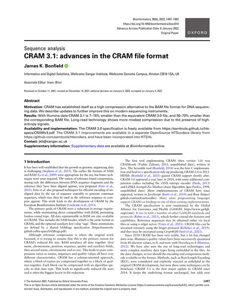 Pdf Cram 3 1 Advances In The Cram File Format