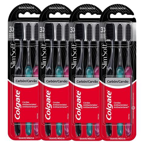Kit 12 Escovas Dental Colgate Slim Soft Black 1030293 Droga Raia