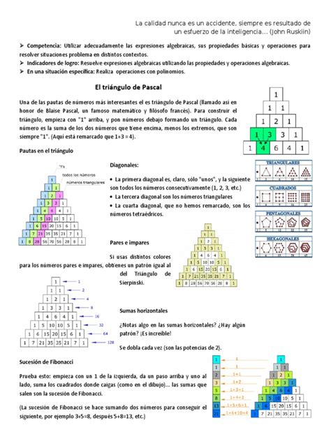 Triangulo De Pascal Pdf Triángulo Matemática Elemental
