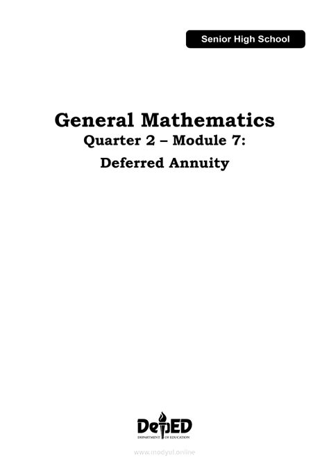 General Mathematics Quarter 2 Module 7 Deferred Annuity Shs Modules