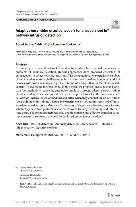 adaptive ensembles of autoencoders for unsupervised iot network