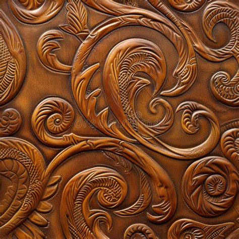 Ornate Embossed Design Featuring Intricate Swirls And Curves In Rich Brown Tones This Artistic