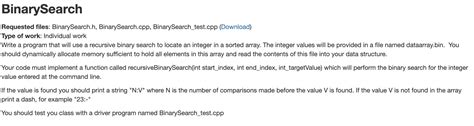 Solved Requested Files Binarysearchh Binarysearchcpp