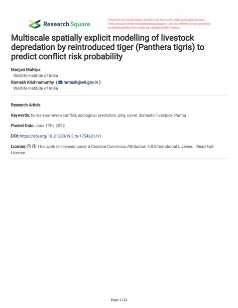 Pdf Multiscale Spatially Explicit Modelling Of Livestock Depredation