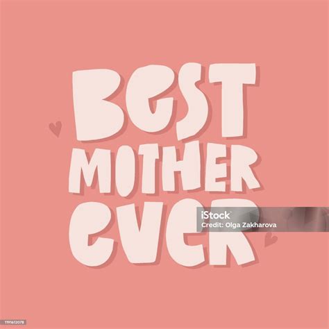 최고의 어머니 이제까지 손으로 그린 핑크 글자 하트 구성과 타이포그래피 엄마의 날 부모 생일 기념일 인사말 카드 플랫 벡터 디자인 엄마 Bday 장식 엽서 레이아웃 격언에